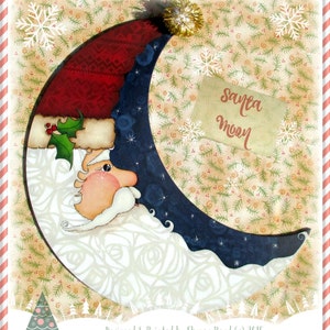 E PATTERN - Lovely Santa Crescent Moon - Starry Sky Background ...