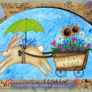 E PATTERN - April Showers! Bunny, Bird & Flowers - Painted and Designed ...
