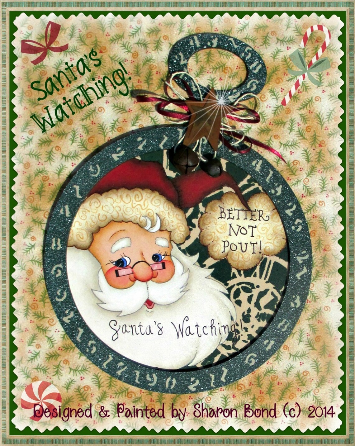 E PATTERN - Santa's Watching! - Cute Pocket Watch Design of Santa ...