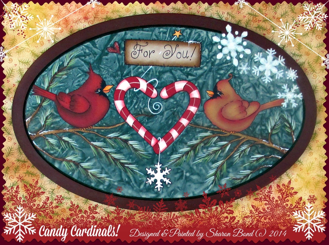 E PATTERN Candy Cardinals Two Little Winter Cardinals Sharing Candy ...