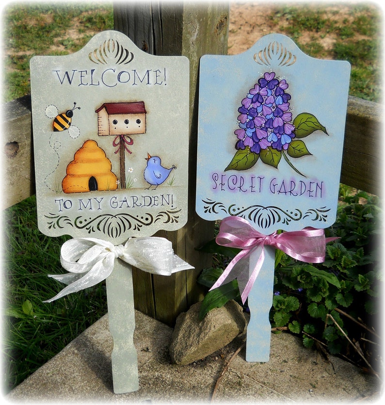 E PATTERN - Garden Signs - All 4 Designs in One Packet - Flowers, Bunny ...