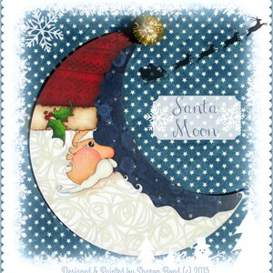 E PATTERN - Lovely Santa Crescent Moon - Starry Sky Background ...