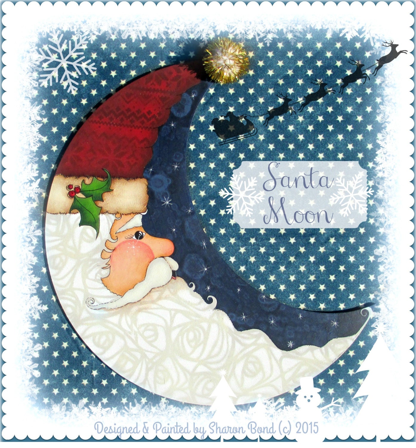 E PATTERN Lovely Santa Crescent Moon Starry Sky Background | Etsy