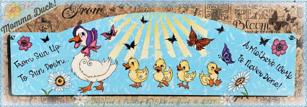 E PATTERN - Momma Duck & Baby Ducks! Butterflies and Flowers! A Mother ...