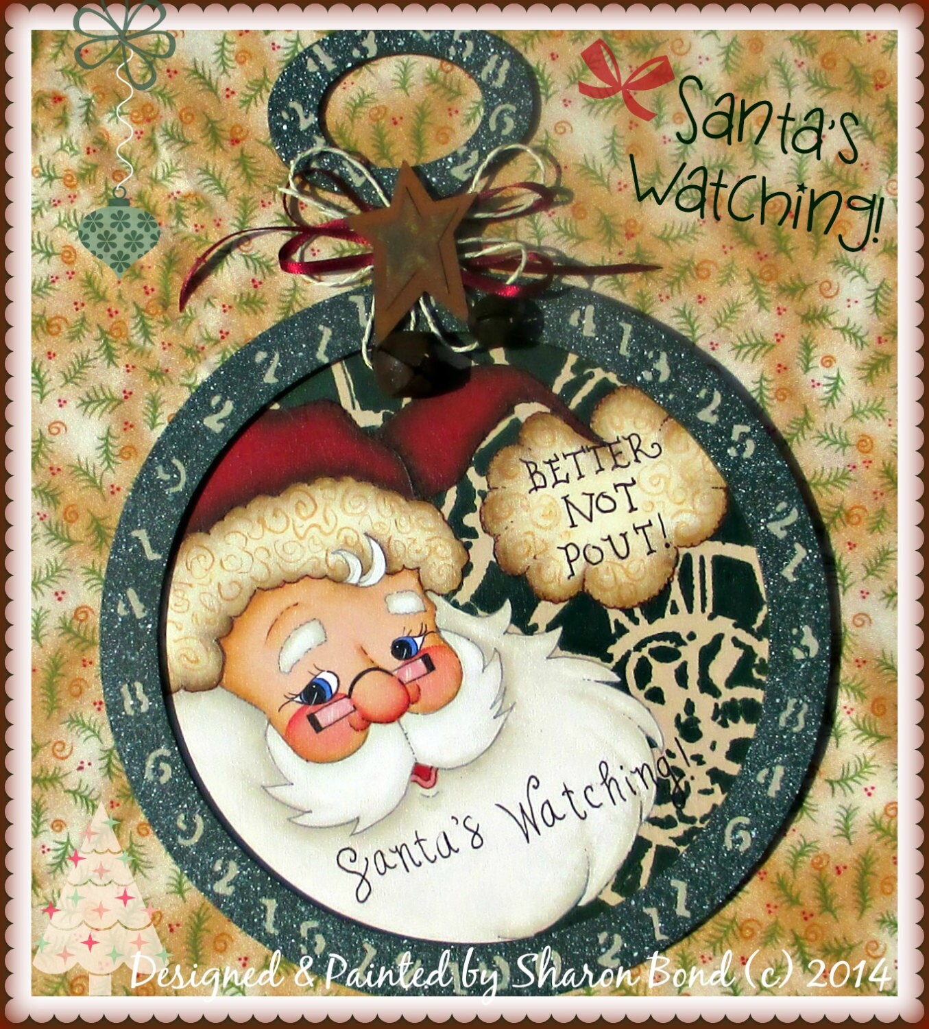 E PATTERN - Santa's Watching! - Cute Pocket Watch Design of Santa ...
