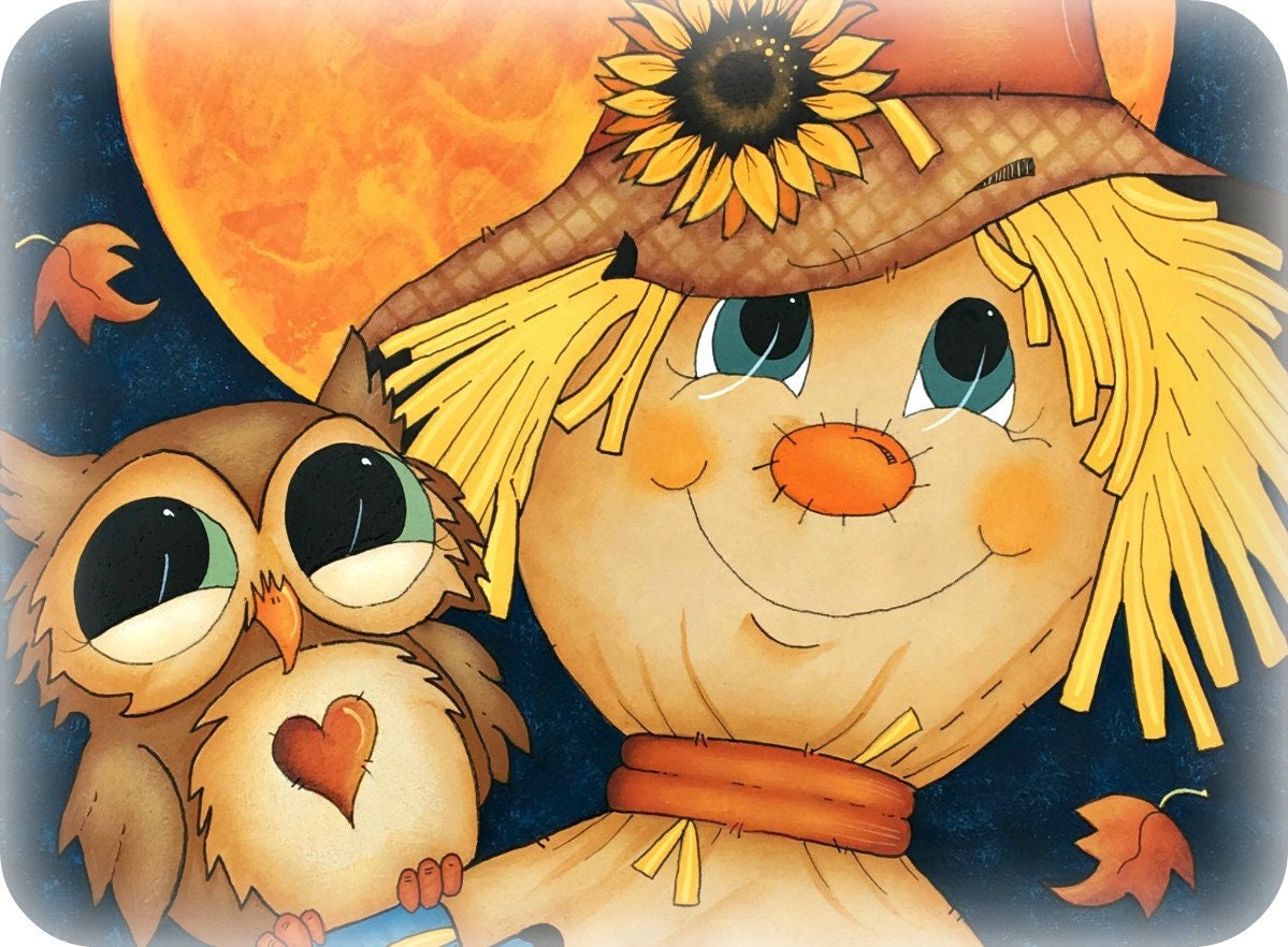 E PATTERN Fall Friends A Friendly Scarecrow and Owl on a - Etsy Canada