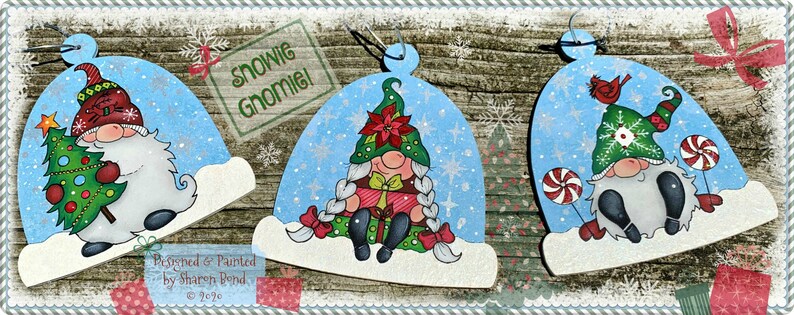 E PATTERN Snowie Gnomies Set of All 3 Designs for Ornaments, Etc ...