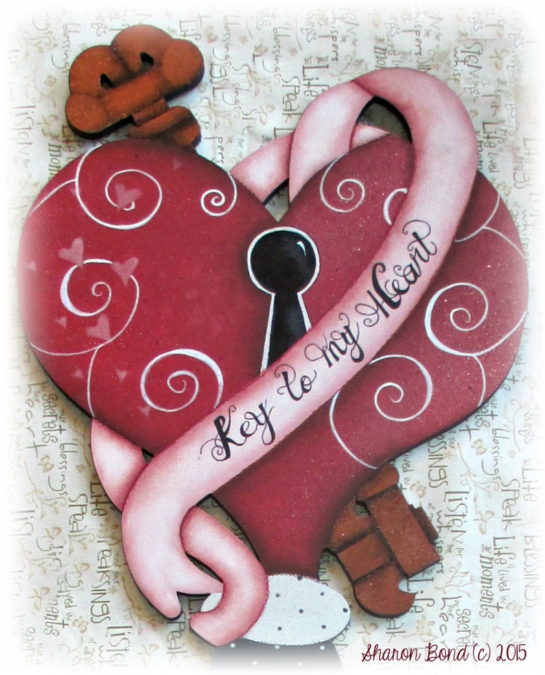 E PATTERN - Key to My Heart - Fancy Key With Ribbon & Swirls - LARGE ...