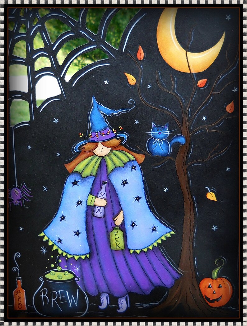 E PATTERN - Witches Brew - Pretty Little Witch Getting Ready for ...