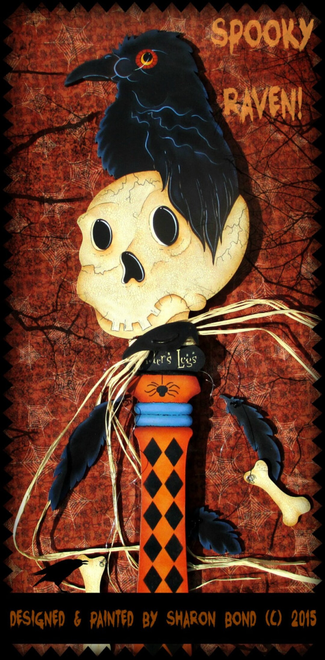 E Pattern - Spooky Raven Halloween Key - LARGE - Raven & Skull, Bones ...