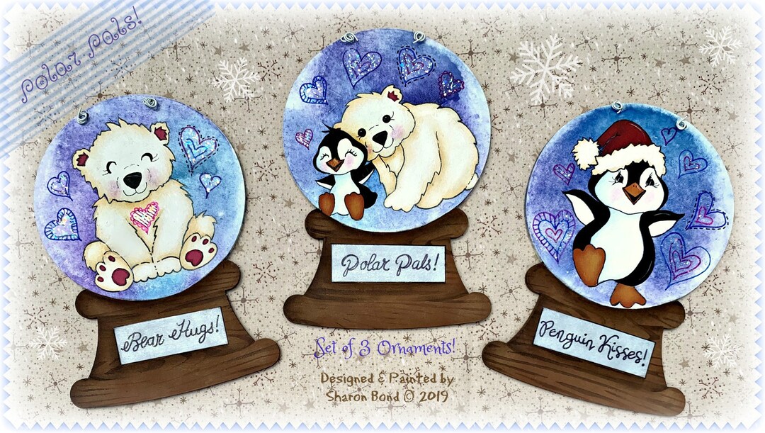 E PATTERN - Polar Pals! Designs for ALL 3 ORNAMENTS! Fun All Winter ...