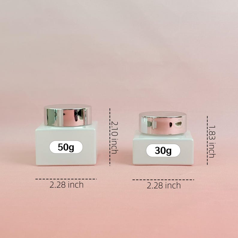 Elegant White Square Glass Cosmetic Containers, Refillable Lotion ...