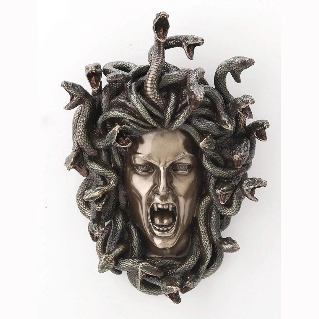 Medusa Wall Plaque | Gothic Home Decor & Dark Academia | Bronze Gorgon ...