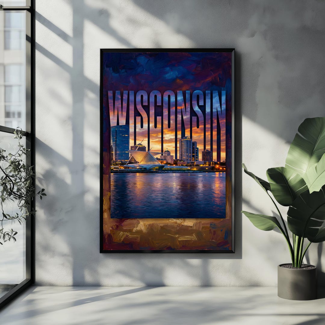 Wisconsin Wall Art Printable, Milwaukee Skyline Poster, Modern ...