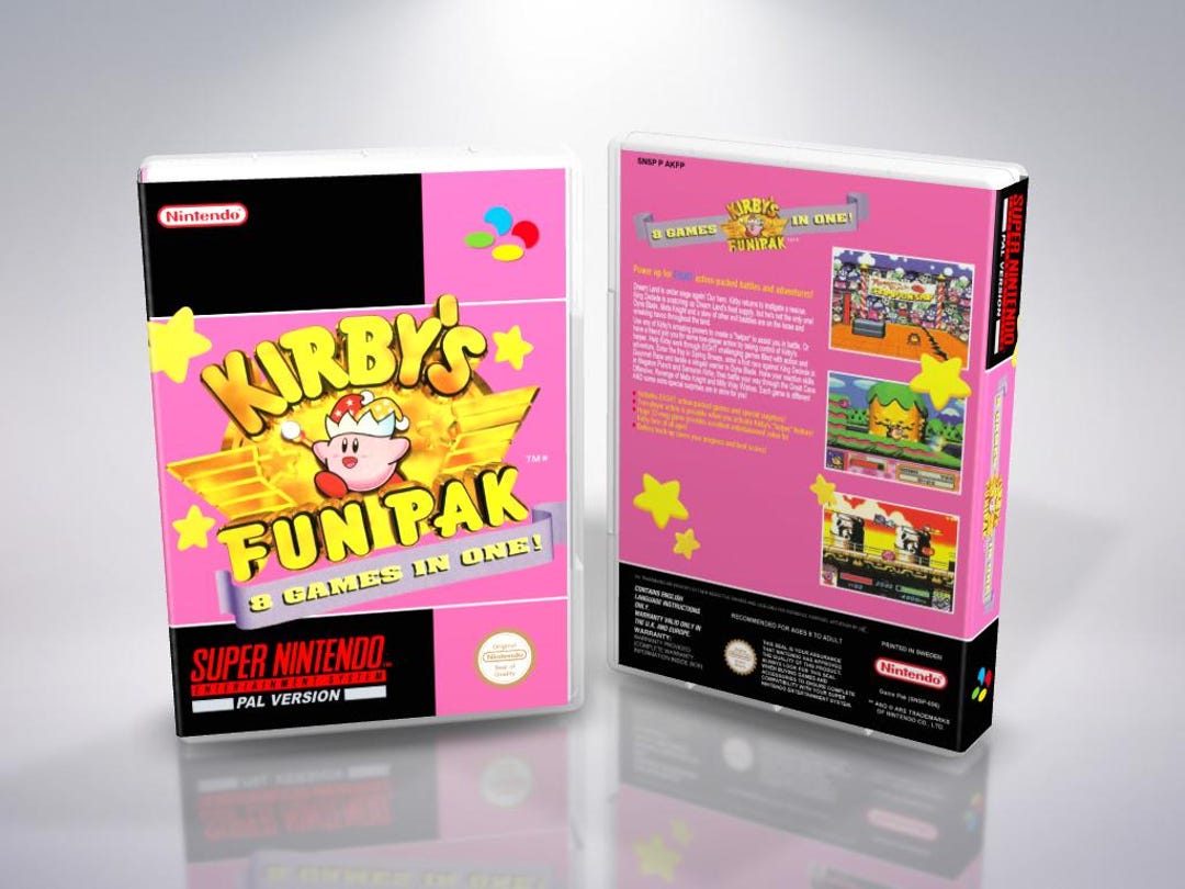 Kirby's Fun Pak SNES PAL Reproduction Cover Art - Custom UGC Insert - Etsy
