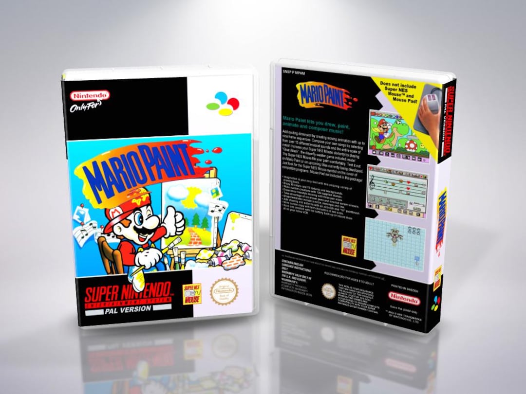 Mario Paint SNES PAL Reproduction Cover Art - Custom UGC Insert - Etsy