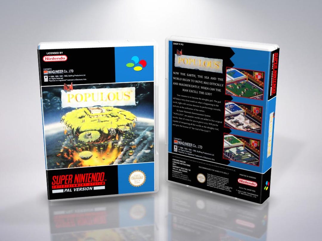 Populous SNES PAL Reproduction Cover Art - Custom UGC Insert - Etsy