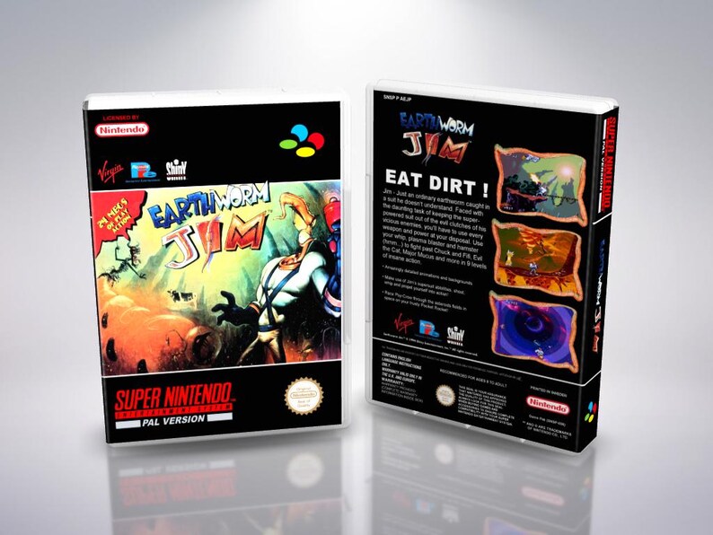 Earthworm Jim SNES PAL Reproduction Cover Art - Custom UGC Insert - Etsy