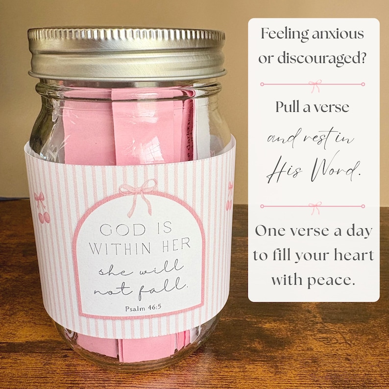 Coquette Scripture Jar Kit, Printable Bible Verse Jar, Christian Gift ...