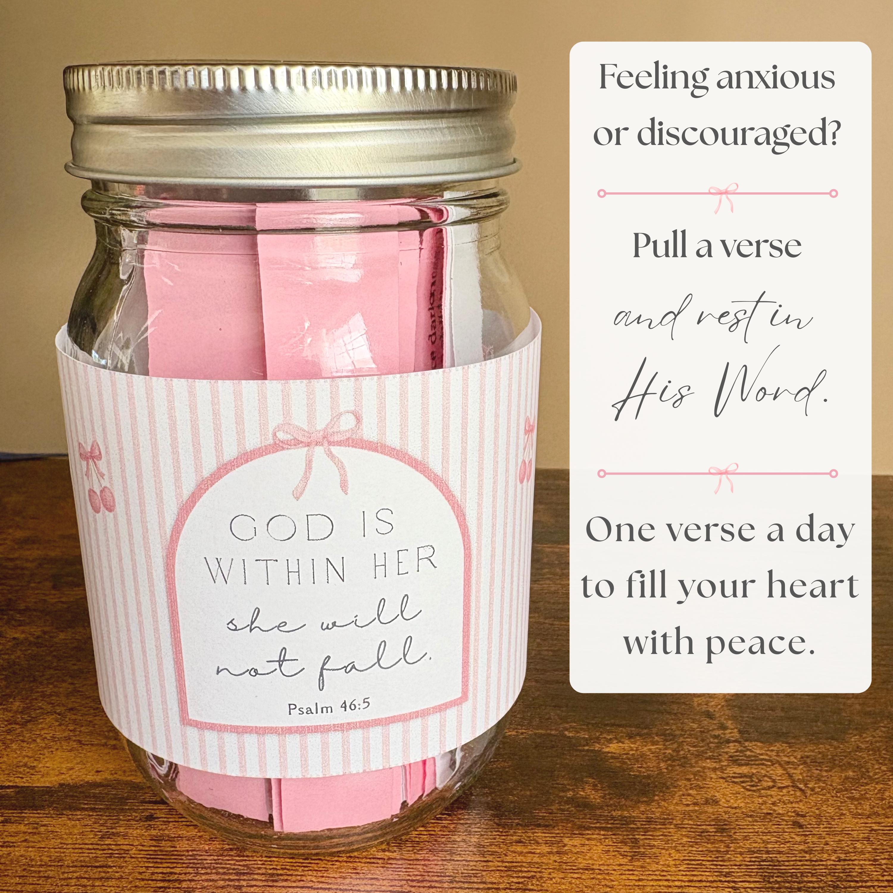 Coquette Scripture Jar Kit, Printable Bible Verse Jar, Christian Gift ...