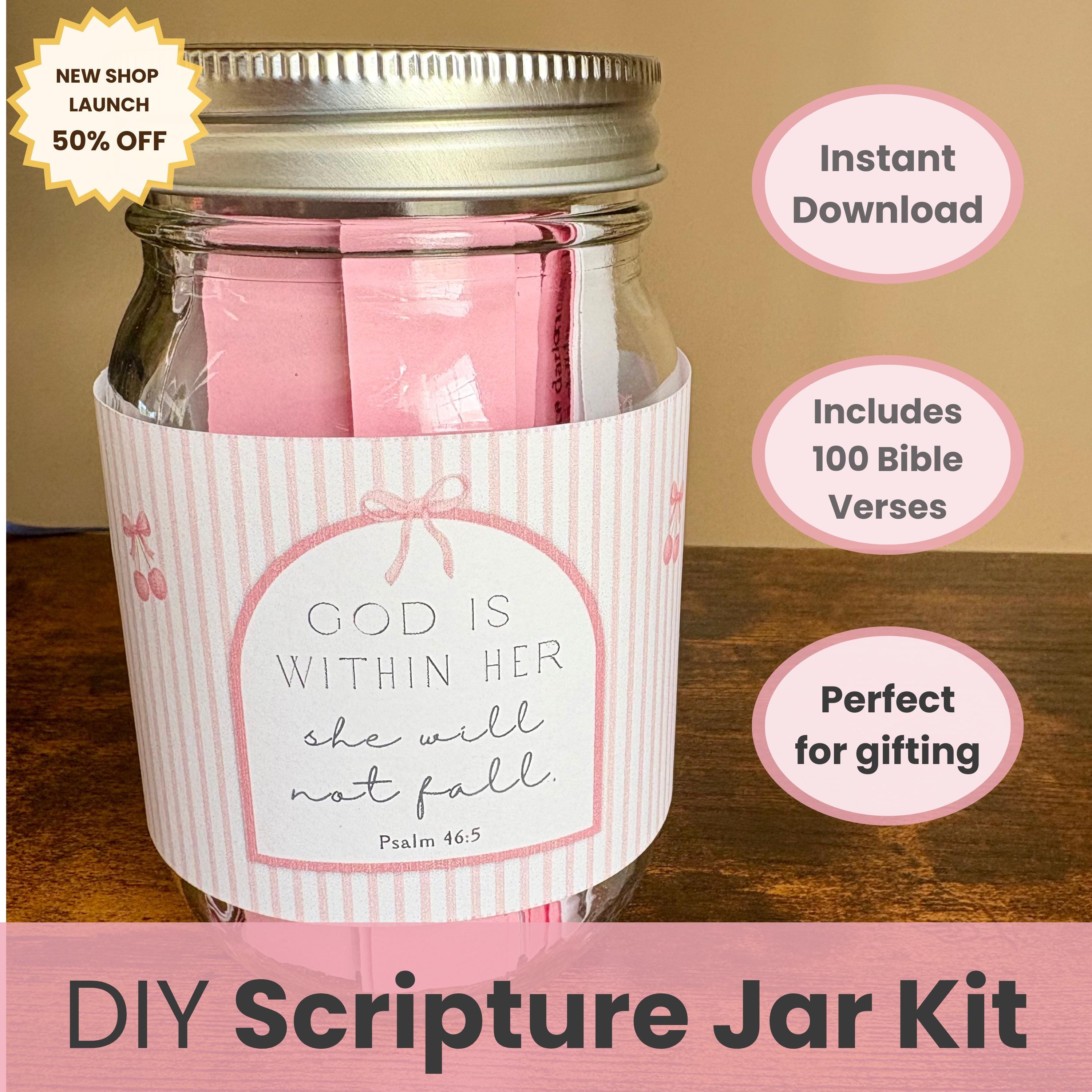 Coquette Scripture Jar Kit, Printable Bible Verse Jar, Christian Gift ...