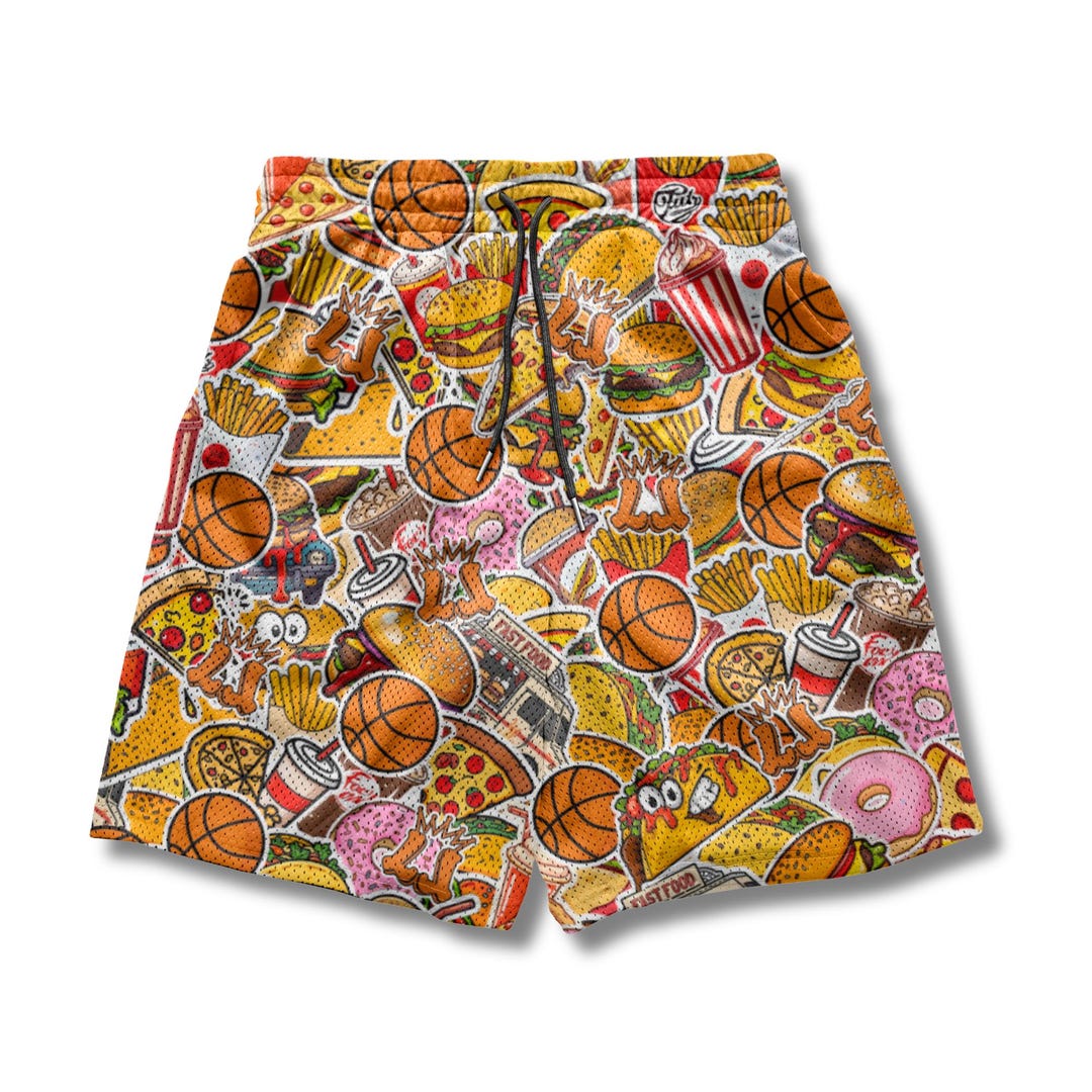 Funny Fast Food Basketball Shorts, Vibrant Print Athletic Mesh - Etsy