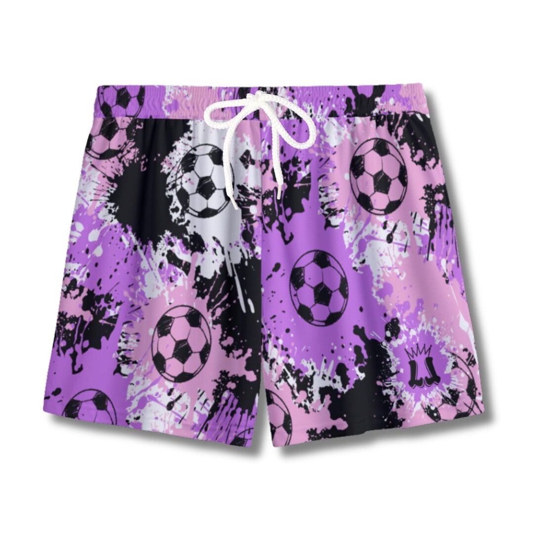 Youth Soccer Shorts Paint Splatter Pink Purple and Black Edition - Etsy
