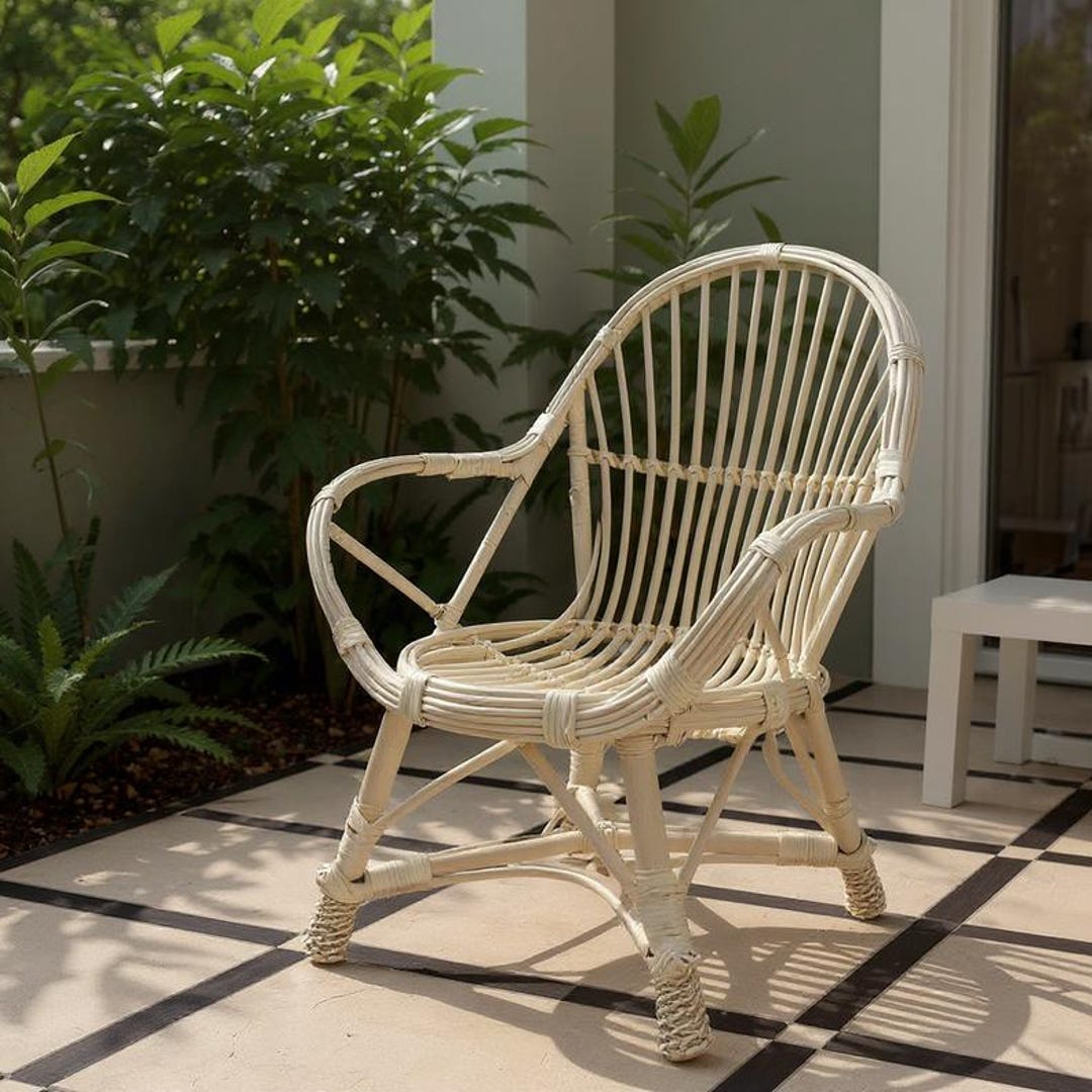 Rattan Lounge Chair – Boho Wicker Accent Armchair for Living Room ...