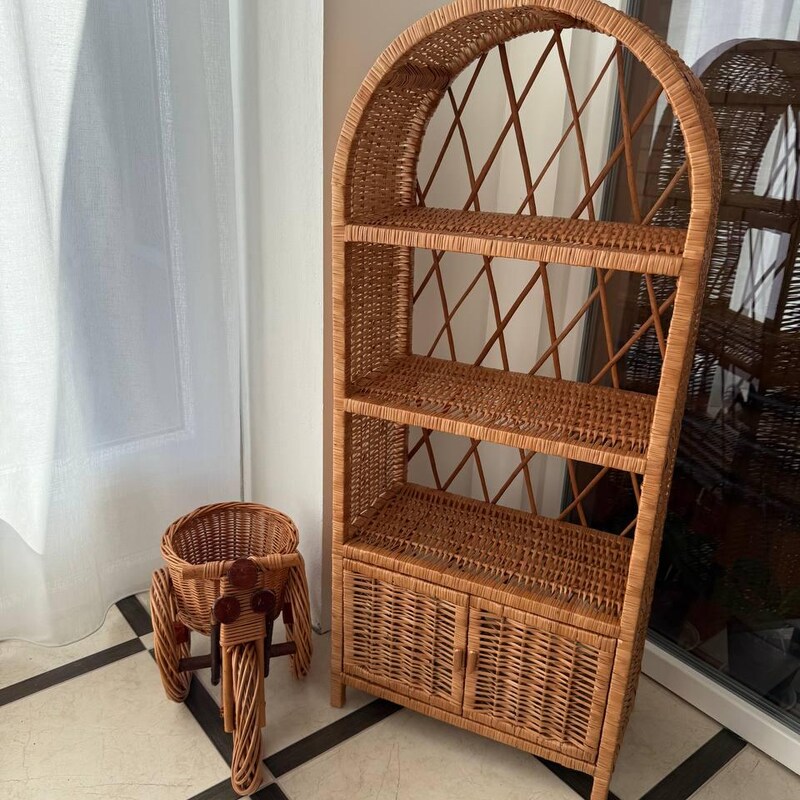Rattan Bookcase - Etsy