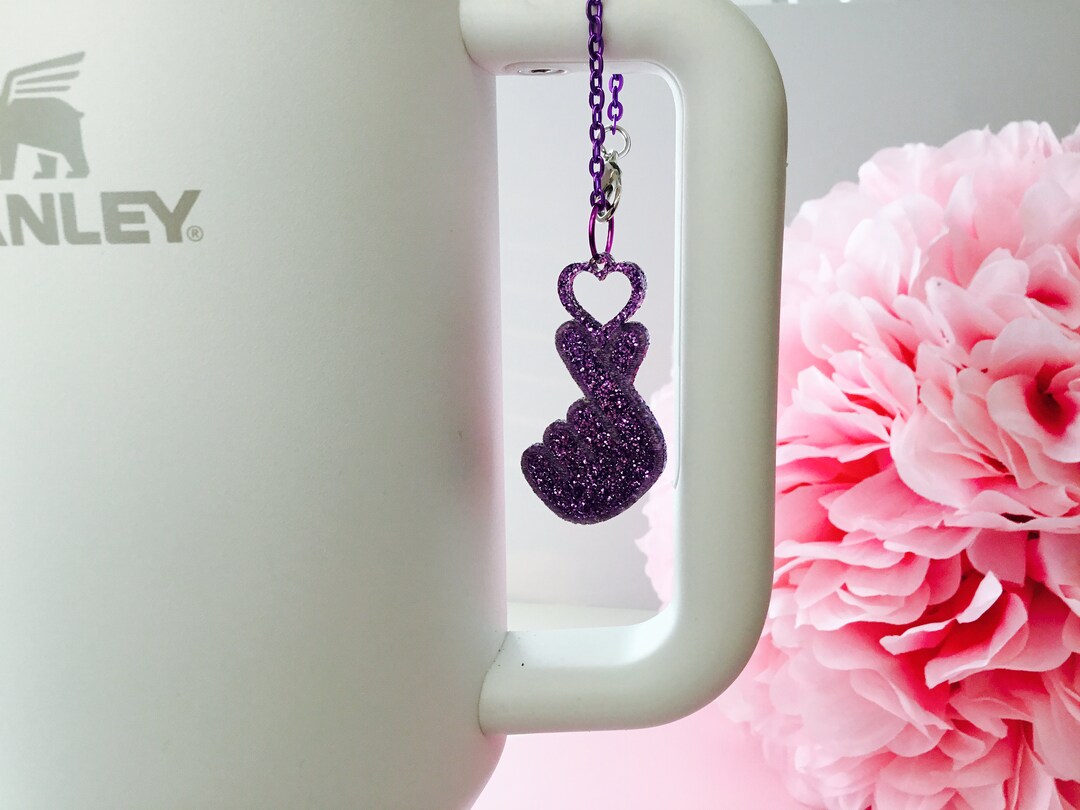 Purple Finger Heart / Stanley Cup Tumbler Charm Accessory / Valentine ...