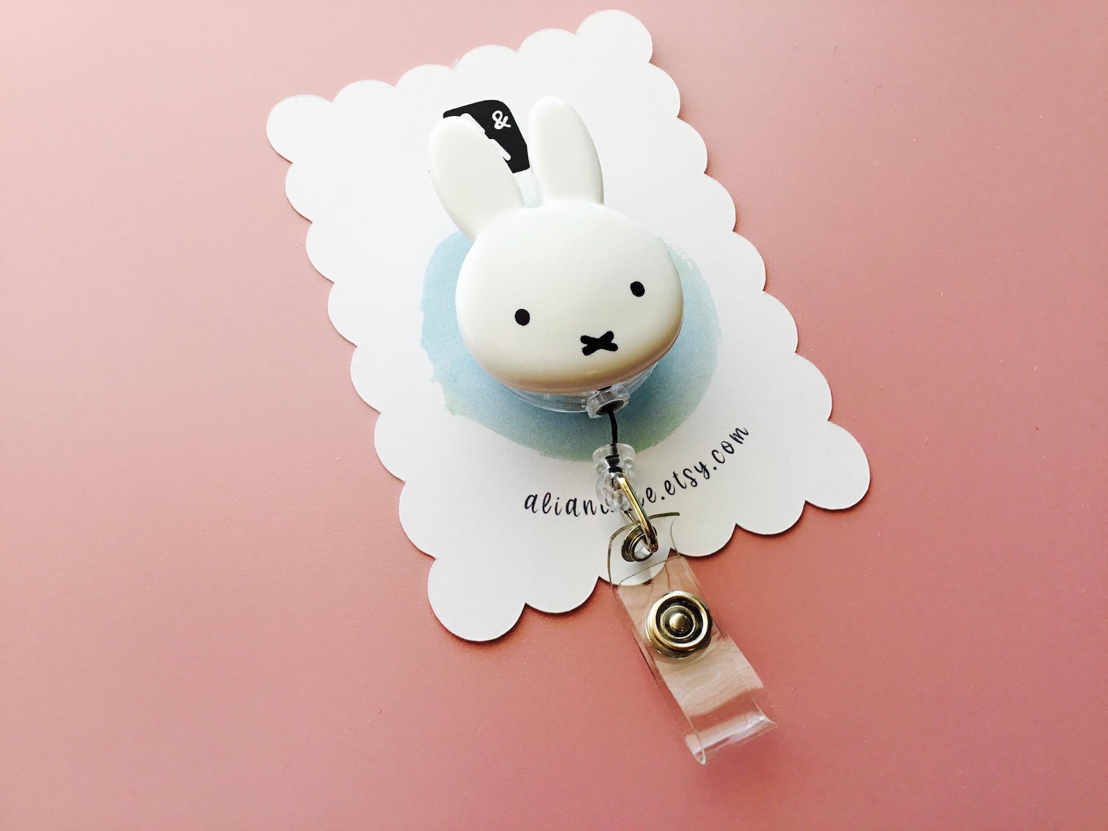 Adorable White Bunny Rabbit Badge Reel ID Holder / Nurse RN Teacher ...