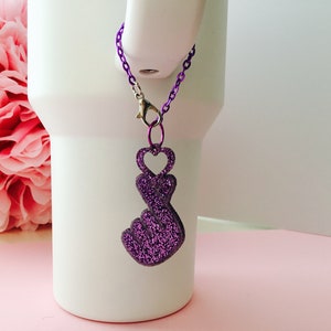 Purple Finger Heart / Stanley Cup Tumbler Charm Accessory / Valentine ...