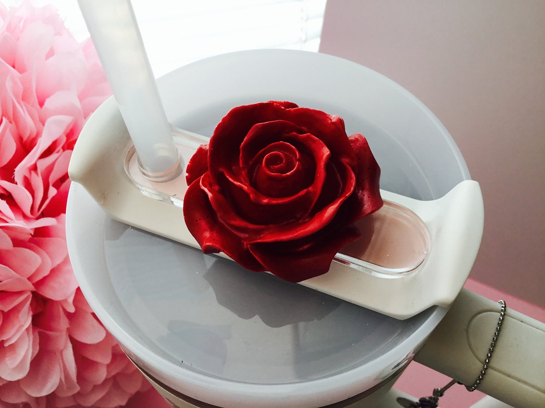 Coquette 3D Red Rose Name Plate 40oz/ Stanley Tumbler Cup Top Lid ...