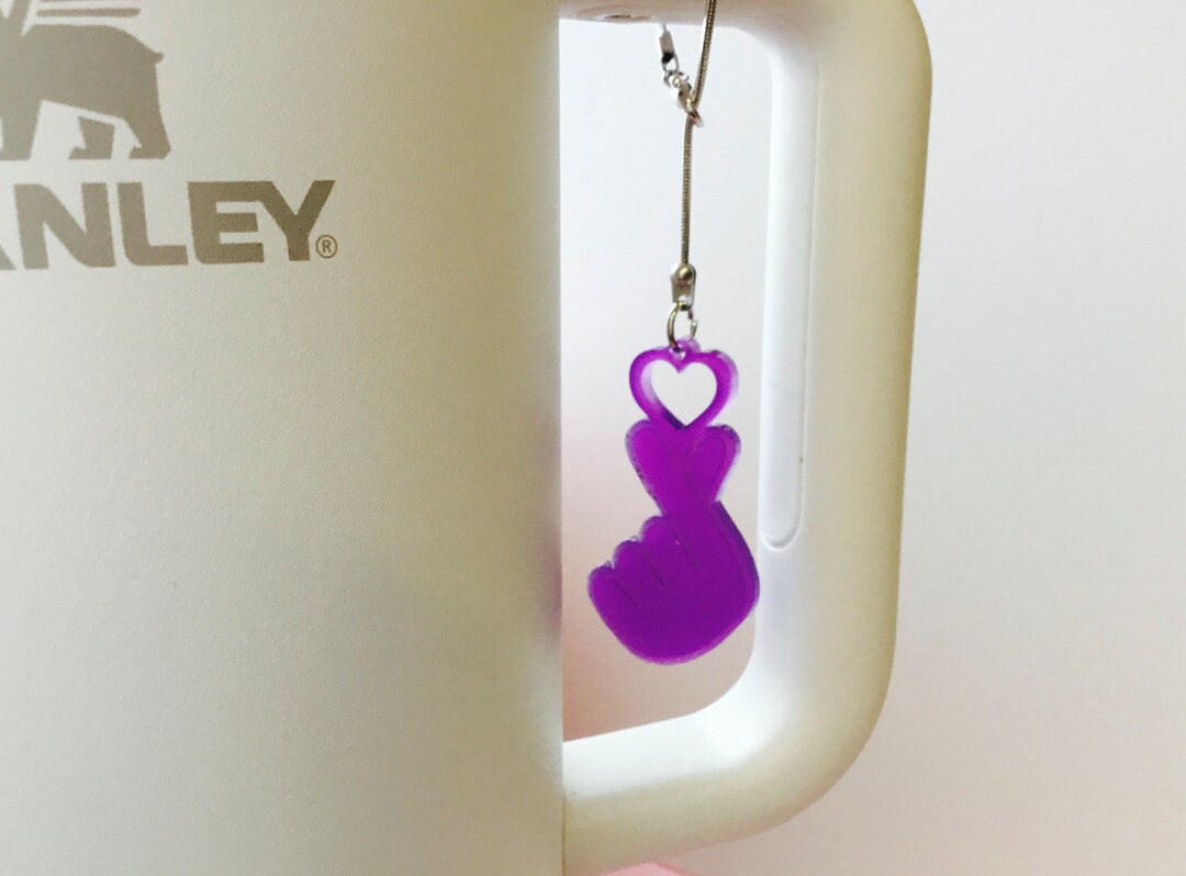 Purple Finger Heart Charm for Stanley Tumbler Cup Accessory - Etsy