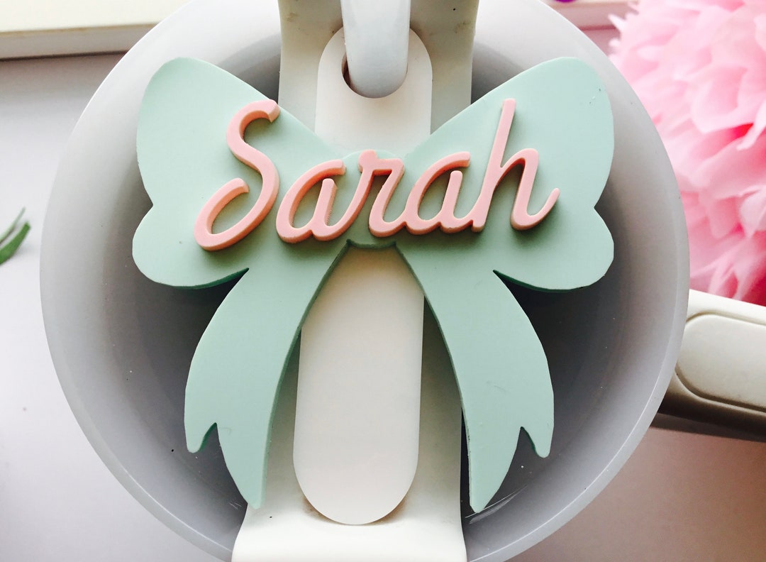 Coquette Pastel Green Bow Name Tag Plate / Topper for Stanley Tumbler ...