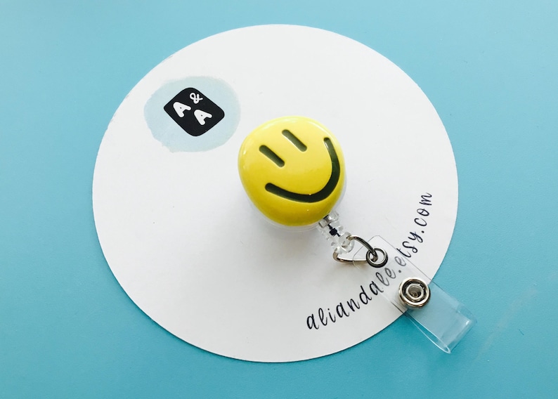 Smiley Face / Yellow / Happy Face / Badge Reel ID Holder / Nurse RN ...