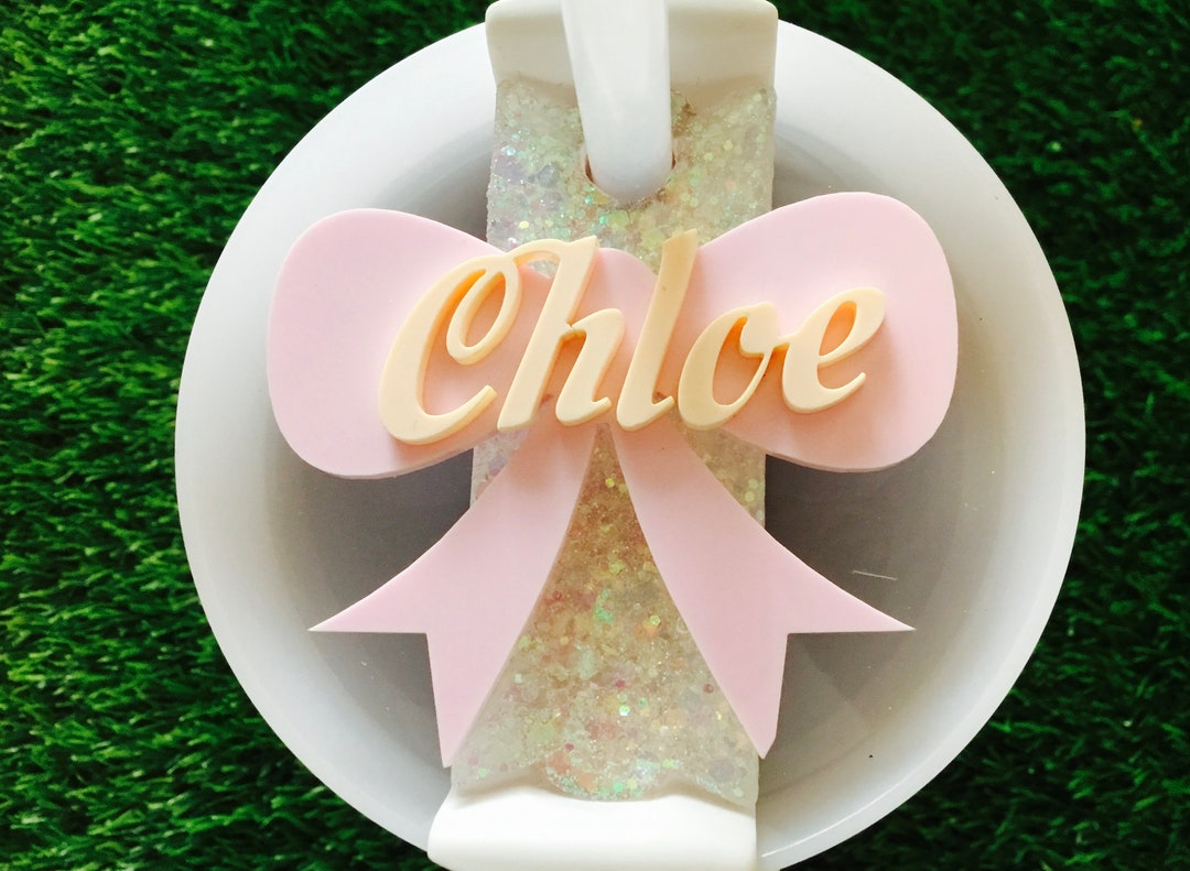 Coquette Bow Name Tag Plate / Topper for Stanley Tumbler Top Lid ...