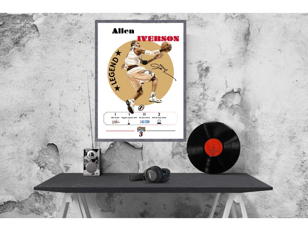 NBA Poster Printable Allen Iverson – Digital Basketball Wall Art ...