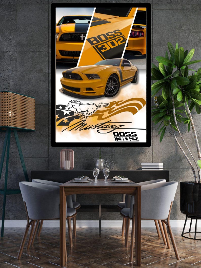 Sport Car Poster Ford Mustang Boss 302 – Printable Wall Art – Modern ...