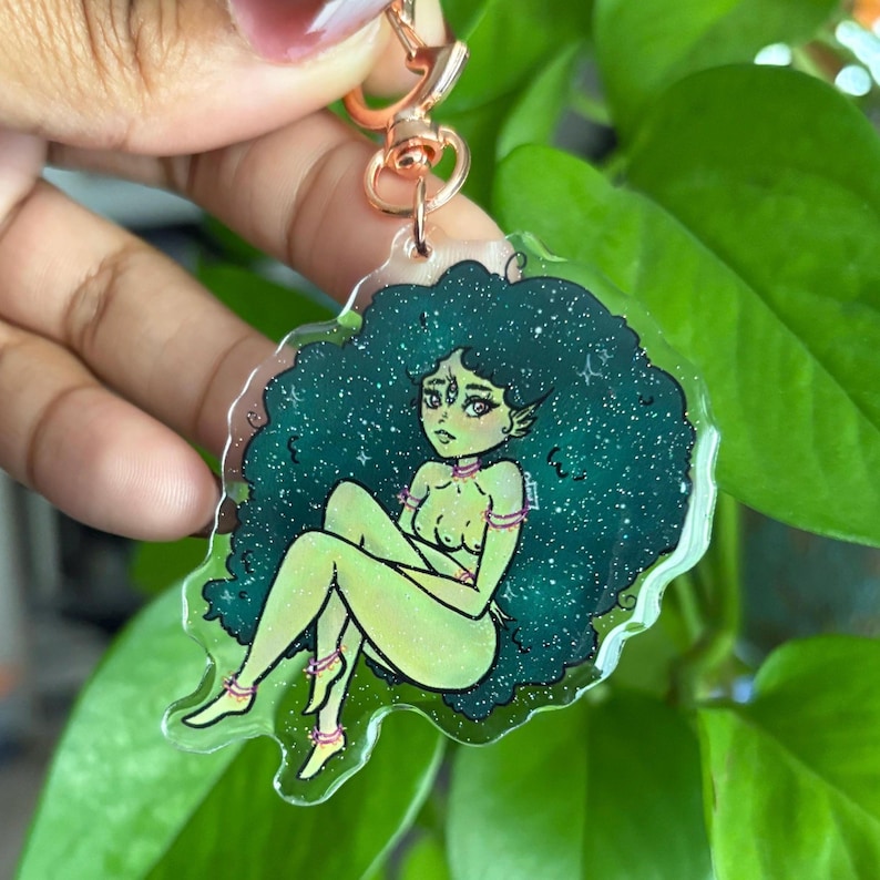 Green Alien Galaxy Goddess Keychain/bag Charm - Etsy