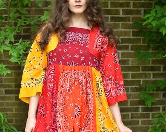 Handmade Earthy Brown Bandana Dress SKU 09046 - Etsy