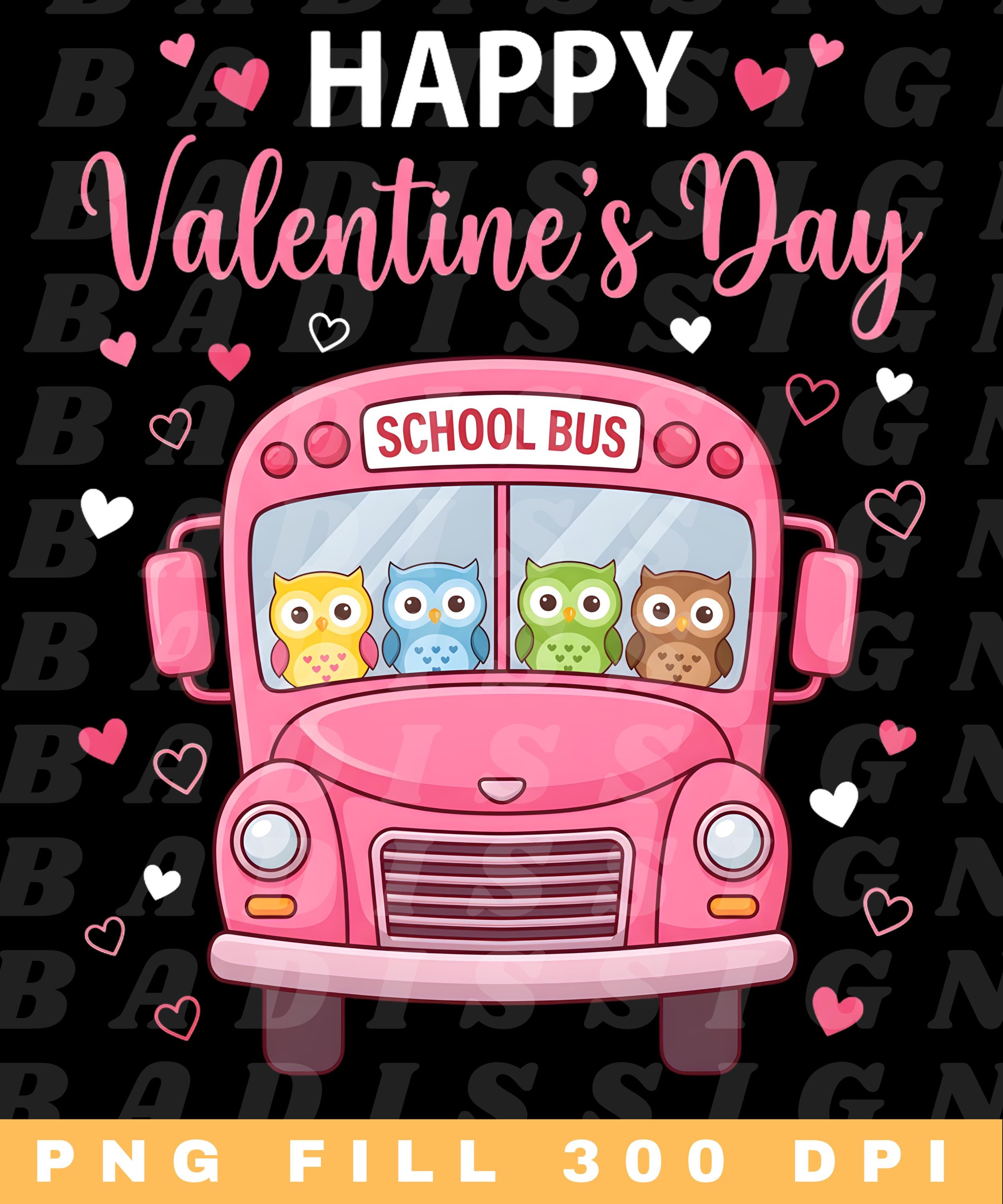 Funny Owls School Bus Driver Png,happy Valentine’s Day Design.cute ...