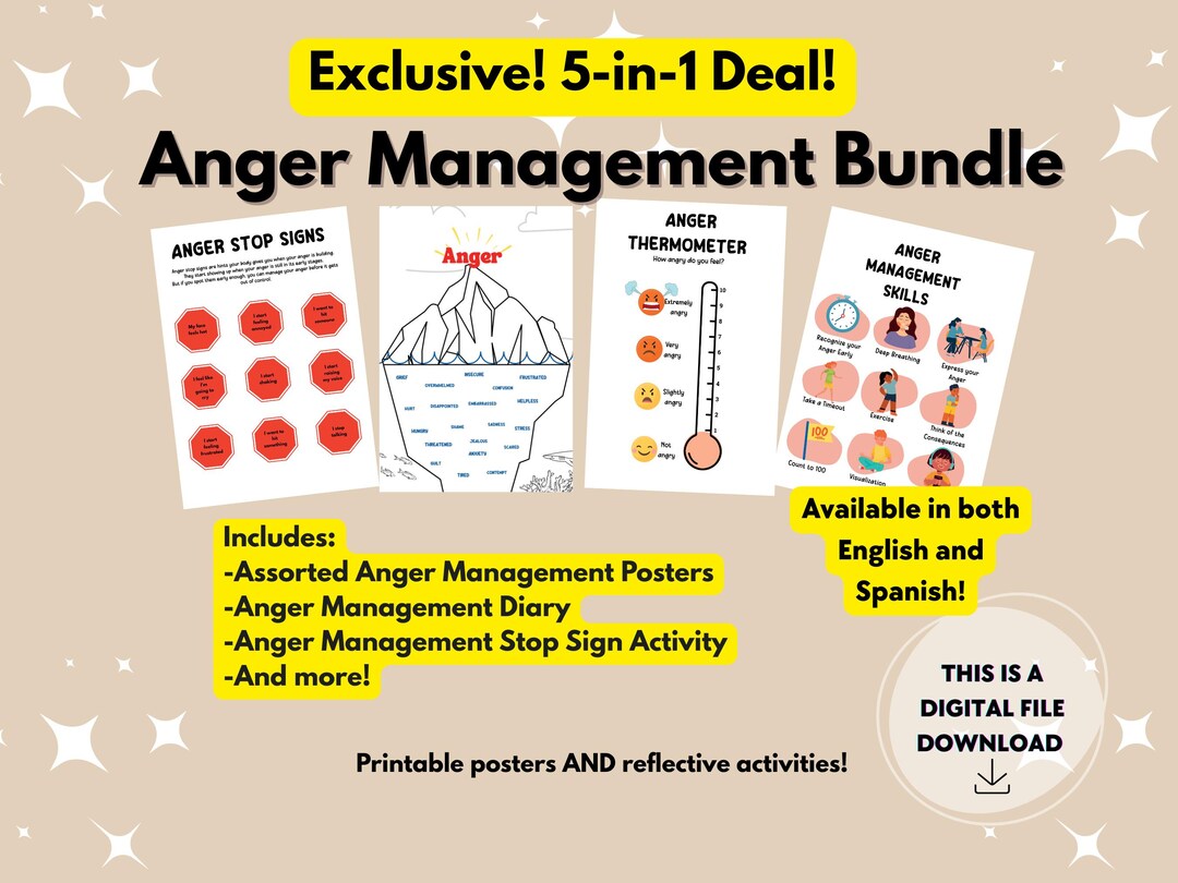 5 Activities in 1! Anger Management Bundle| Printable Posters ...
