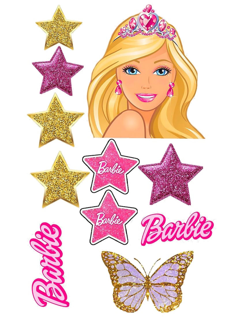 Edible Barbie Themed Cake Toppers on A4 Sheet Uncut - Etsy