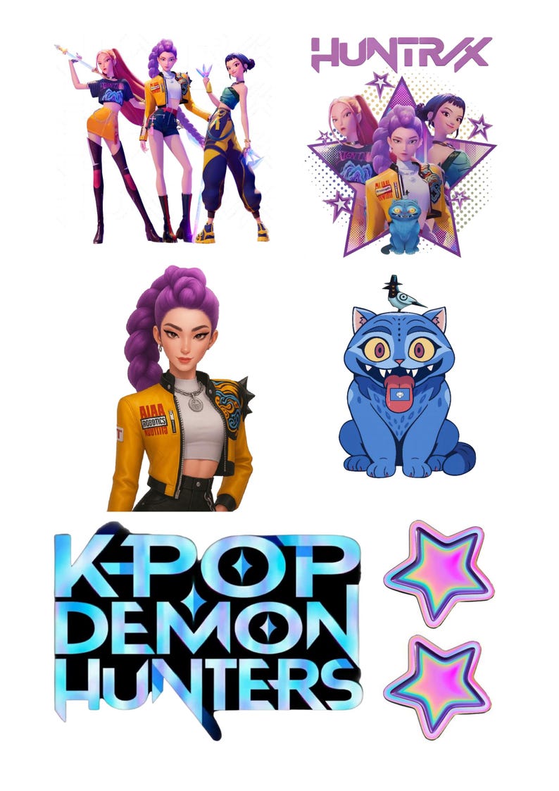 Edible K Pop Hunters Themed Cake Toppers on A4 Sheet Uncut - Etsy