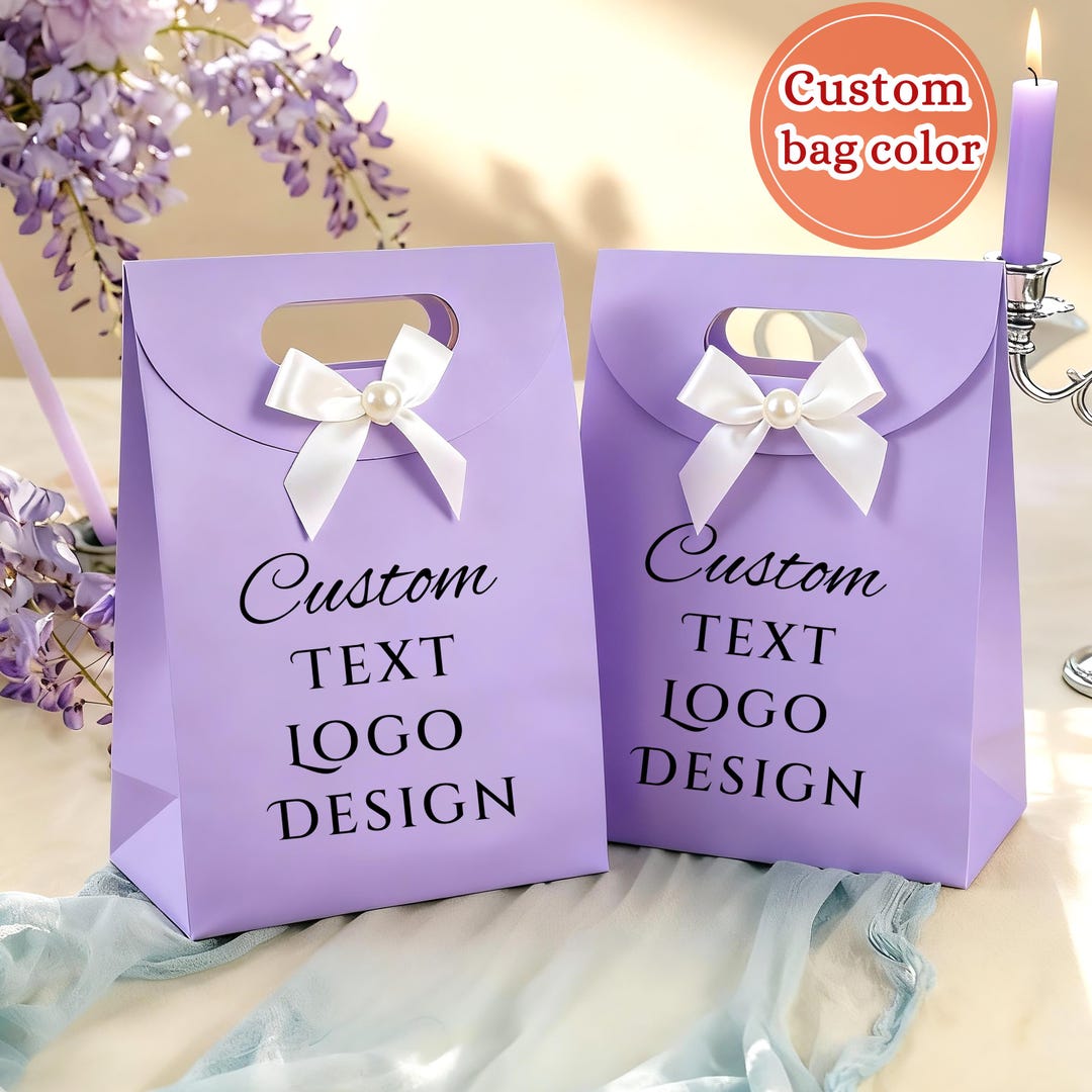 Custom Paper Gift Bags With Ribbon Bow, Personalized Logo/text/design ...