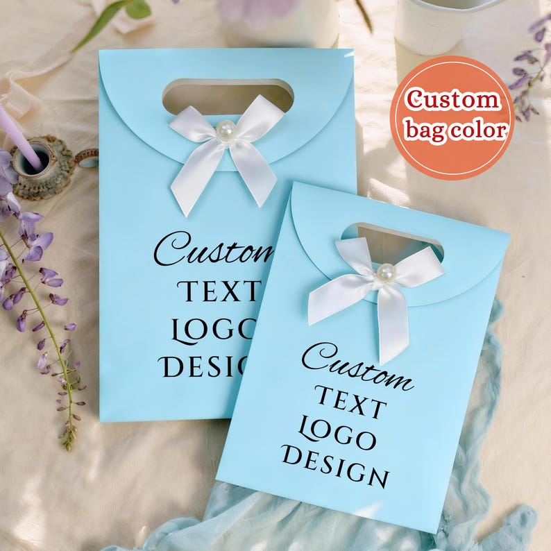 Custom Paper Gift Bags With Ribbon Bow, Personalized Logo/text/design ...