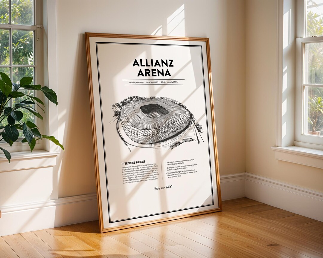 Bayern Munich Stadium Football Poster: Allianz Arena Print - Etsy
