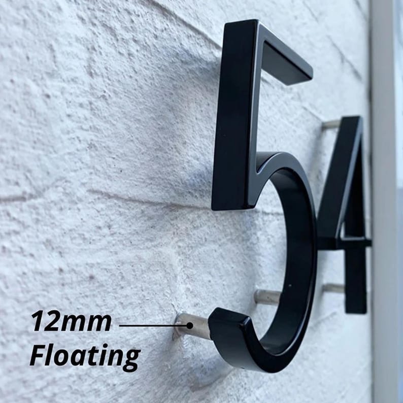 5 Inch Modern Floating Aluminum House Numbers & Letters/ Clean Modern ...