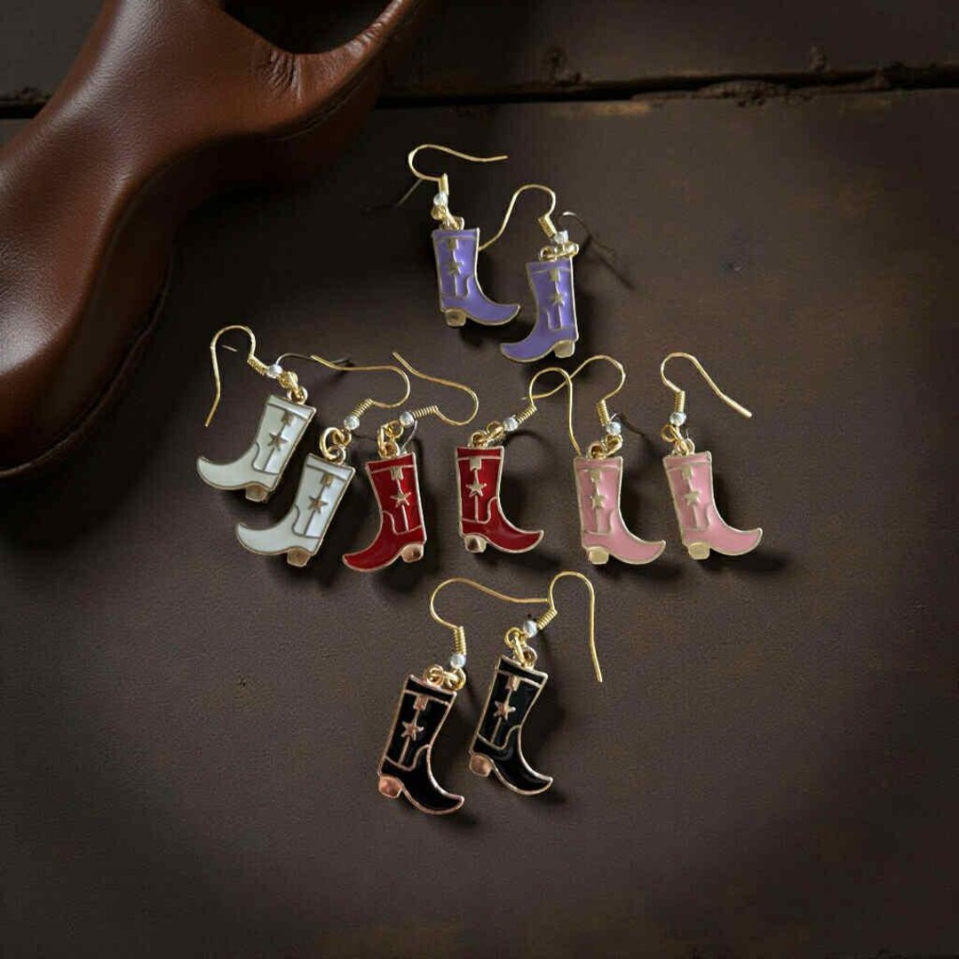 Western Earrings, Cowboy Boot Drops, Country Rodeo Fashion - Etsy